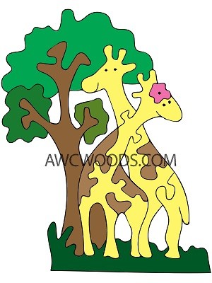 Giraffe Scroll Saw Puzzle Pattern by Mike Holden