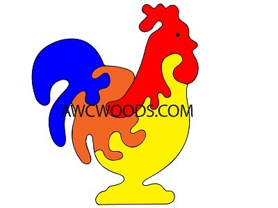 Rooster Two Puzzle Scroll Saw Pattern by Mike Holden