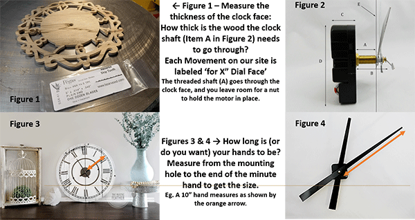How to choose the right size clock movements and hands | Bear Woods Supply